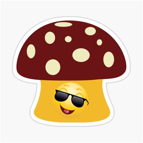 Super Cool Smiling Brown And Tan Mushroom Wearing Black Sunglasses