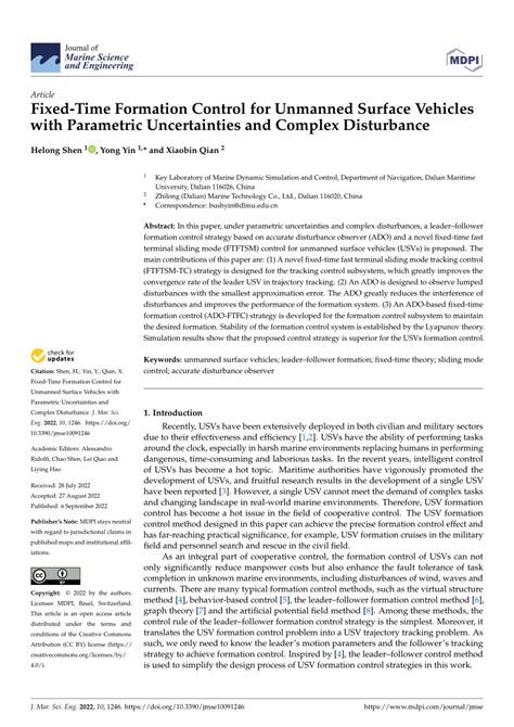 PDF Fixed Time Formation Control For Unmanned Surface Vehicles With