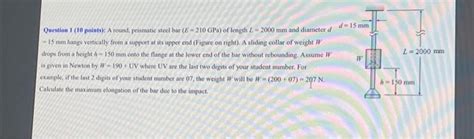 Solved Question I 10 Points A Round Prismatic Stecl Bar