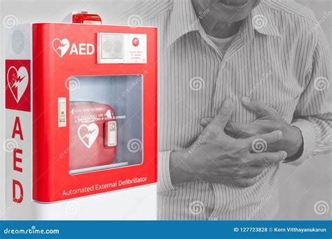 Aed Or Automated External Defibrillator First Aid Device For Help