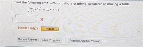 Solved Table Find The Following Limit Without Using A