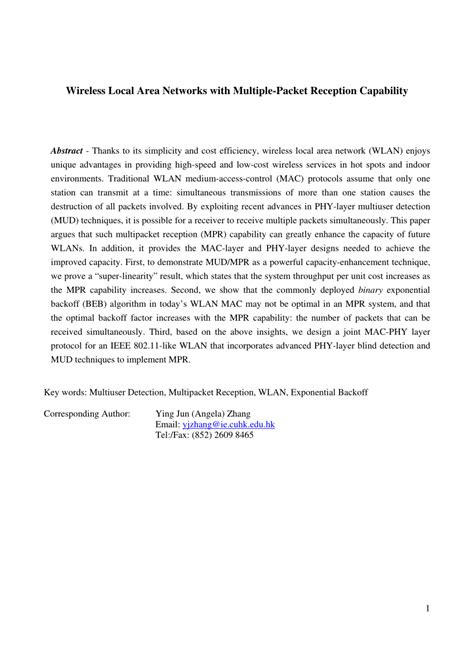 Pdf How Does Multiple Packet Reception Capability Scale The