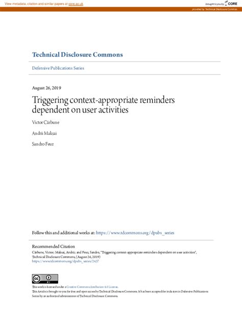 Fillable Online Triggering Context Appropriate Reminders Dependent On