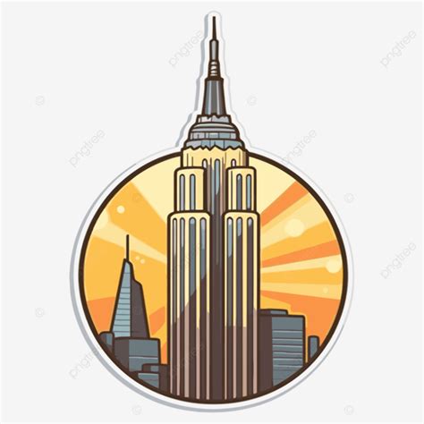 Etiqueta Engomada De La Etiqueta Engomada Del Edificio Del Estado Del Imperio Vector PNG