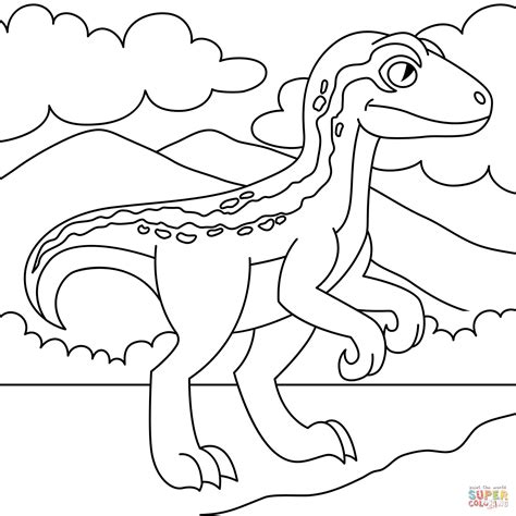 Cartoon Velociraptor Coloring Page Free Printable Coloring Pages