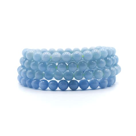 Angelite Beaded Bracelet Two Feathers Brighton