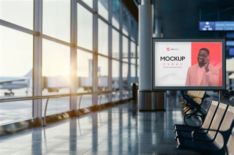 Advertising Display Mockup At Airport Premium Ai Generated Psd
