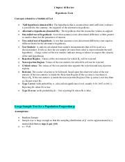 Chapter Review Pdf Chapter Review Hypothesis Tests Concepts