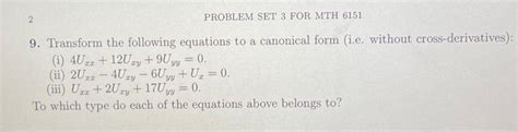 Solved Transform The Following Equations To A Canonical Chegg Com