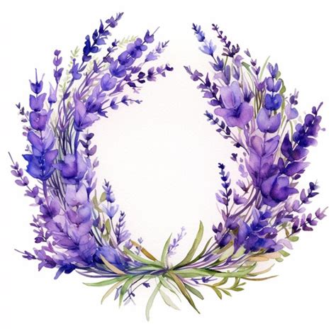 Premium AI Image A Watercolor Wreath Of Lavender Flowers