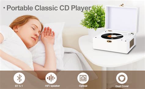 Amazon Com Portable Cd Player For Homeretro Suitcase Cd Player With Bluetooth Hi Fi