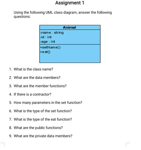 Solved Assignment 1Using The Following UML Class Diagram Chegg