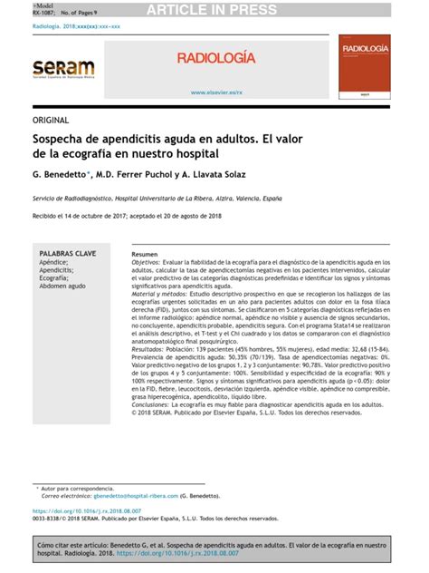 Acute Appendicitis Usg Pdf Diagnostico Medico Especialidades Medicas