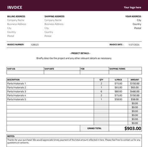 Construction Invoice Template Free Template By Coefficient