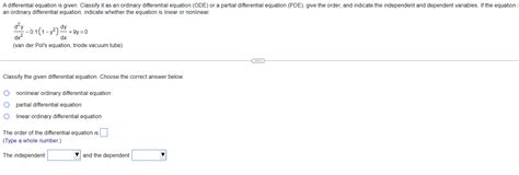 Solved An Ordinary Differential Equation Indicate Whether
