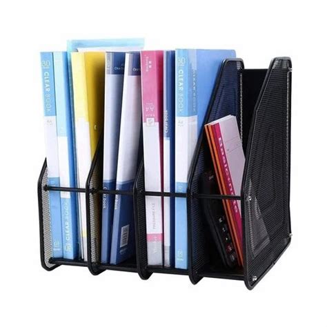 Metal Mesh File Holder 4 Compartment File Organizer Magazine Holder
