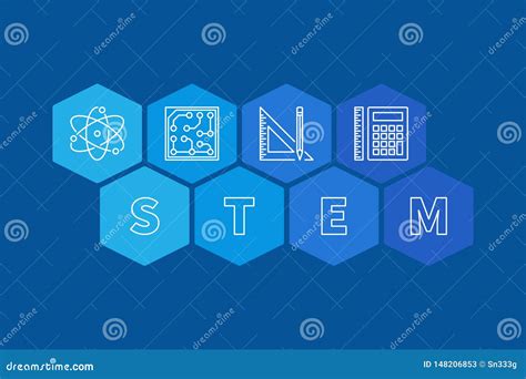 Stem Concept Banner Vector Blue Hexagonal Illustration 148206853