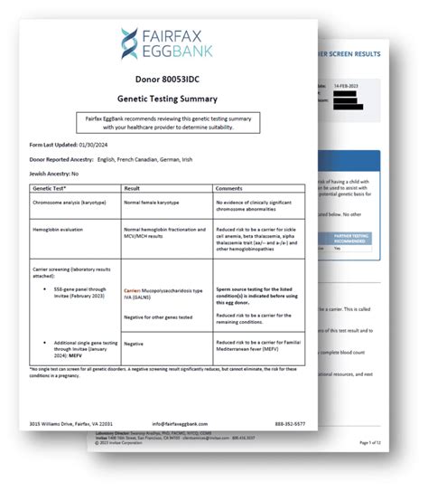 A Guide To An Egg Donors Genetic Testing Summary Gts Fairfax Eggbank