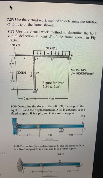 solved 7 34 use the virtual work method to determine the