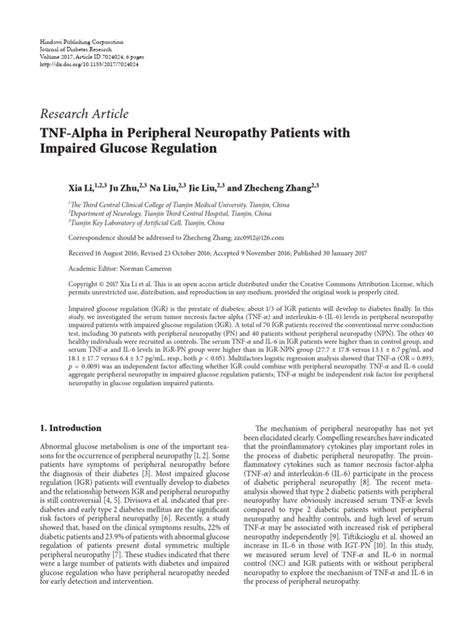 Tnf Alpha In Neuropatia Diabetica Articol 2017 Pdf Prediabetes