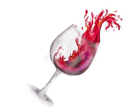 Hand Drawn Watercolor Illustration Wine Glasses With Red And White