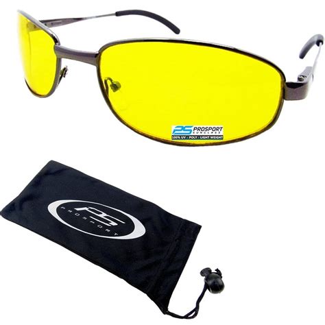 Yellow Lens Sun Glasses For Night Driving Anti Glare Gunmetal