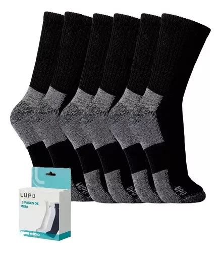Kit 3 Pares Meias Lupo Original Cano Alto Térmica Masculina