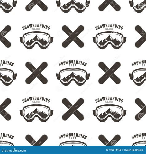 Snowboard Seamless Background Winter Ski Pattern Design With Boards