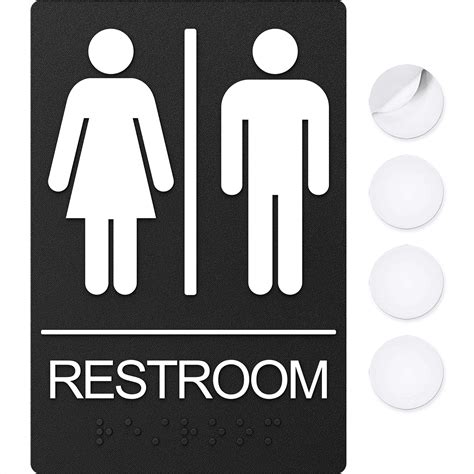 Assured Signs Restroom Sign For Wall Bathroom Signs 9 By 6 Black