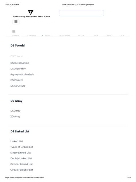 Data Structures Ds Tutorial Javatpoint Pdf Data Structure