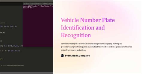 vehicle number plate identification and recognition