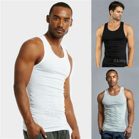 Lot Of 6 Pack Mens Tank Top 100 Cotton A Shirt Wife Beater Ribbed