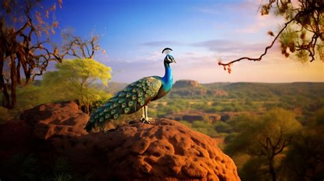 View Of Wild Peacock Ai Generated Image