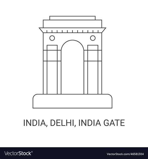 India Delhi Gate Travel Landmark Royalty Free Vector Image