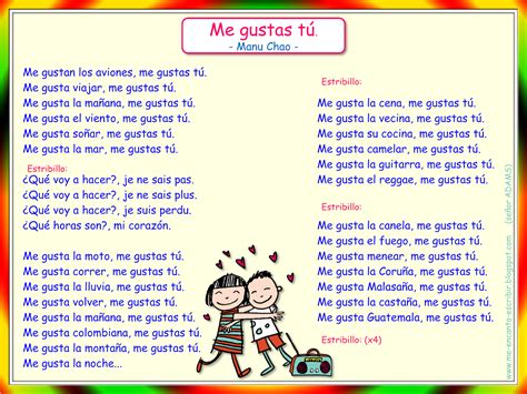Me Encanta Escribir En Español Canción Me Gustas Tú Manu Chao