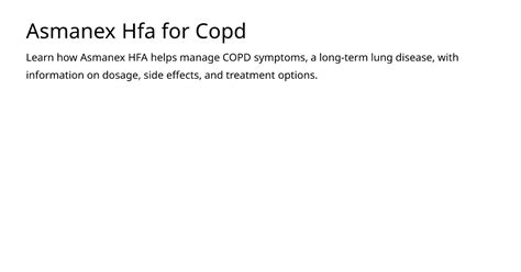 Asmanex Hfa For Copd Meds Is