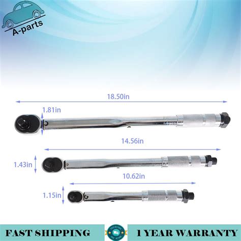 3pcs Reversible 1 4 3 8 1 2 Drive Click Type Torque Wrench Snap Socket