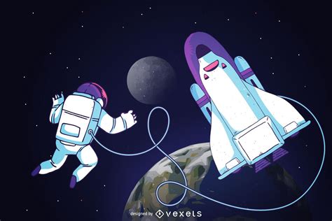 Baixar Vetor De Astronauta Na Ilustração Do Espaço