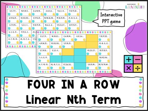 Finding The Nth Term Of A Linear Sequence Four In A Row Game For KS3 Teaching Resources