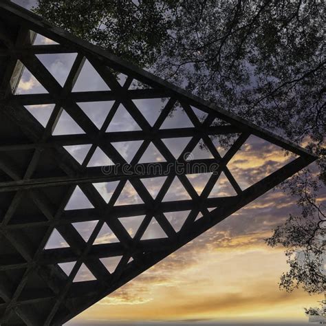 Triangular Lattice Structure Against A Colorful Sky Auroville Tamil Nqdu Editorial Photo
