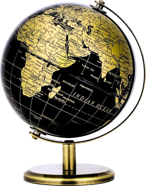 Exerz 13cm Globe With Bronze Base Handcraft Decorative Globe Si 3937 Black 13cm