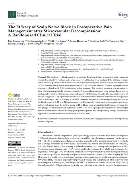 The Efficacy Of Scalp Nerve Block In Postoperative Pain Management