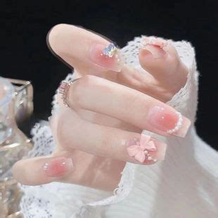 手工甜美纯欲腮红蝴蝶结美甲穿戴甲可拆卸 阿里巴巴