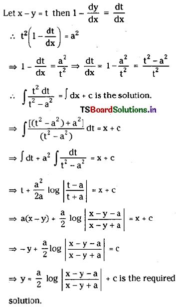 Ts Inter 2nd Year Maths 2b Differential Equations Important Questions Ts Board Solutions