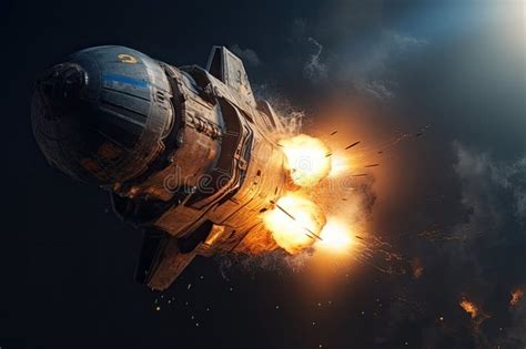The Spaceship Explodes After Launch Failed Rocket Lift Off And Space