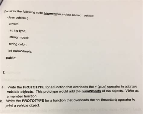 Solved Consider The Following Code Segment For A Class Named