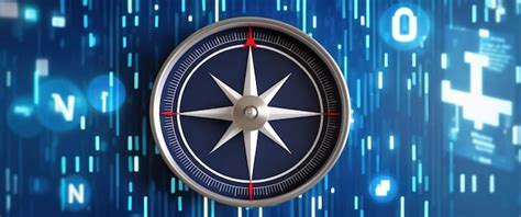 3d compass over a blue digital code background symbolizing navigation