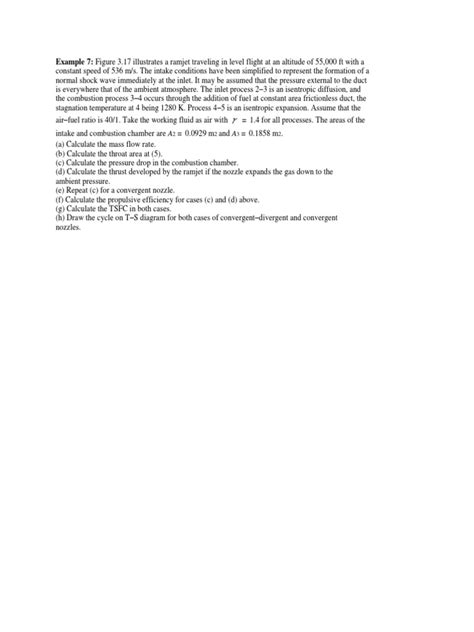 Analysis Of A Ramjet Operating At 55000 Ft Calculating Performance
