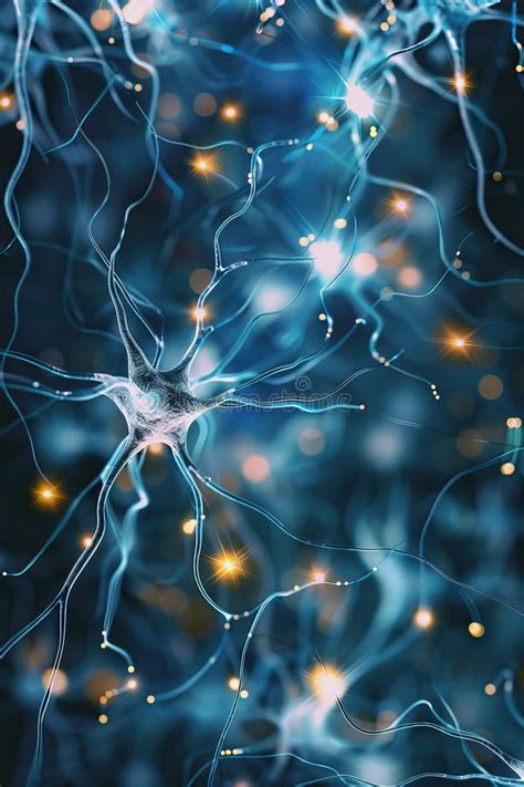 Abstract Representation Of Neural Connections And Brain Activity Vibrant Colors Stock