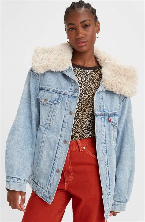 Levis® Oversize Faux Fur Collar Denim Trucker Jacket Nordstromrack